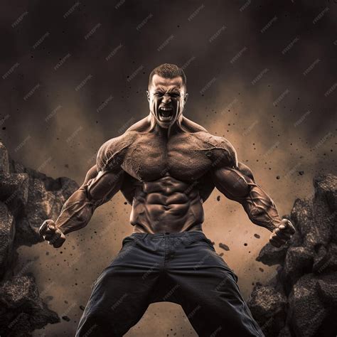 Premium Photo Extreme Bodybuilder Showing His Muscles Huge Athlete
