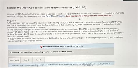 Solved Exercise 9 9 Algo ﻿compare Installment Notes And