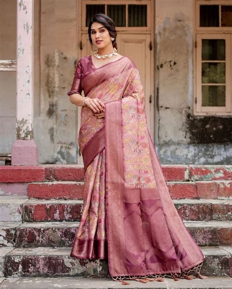Majestic Banarasi Digital Printed Silk Saree 55 M Separate Blouse