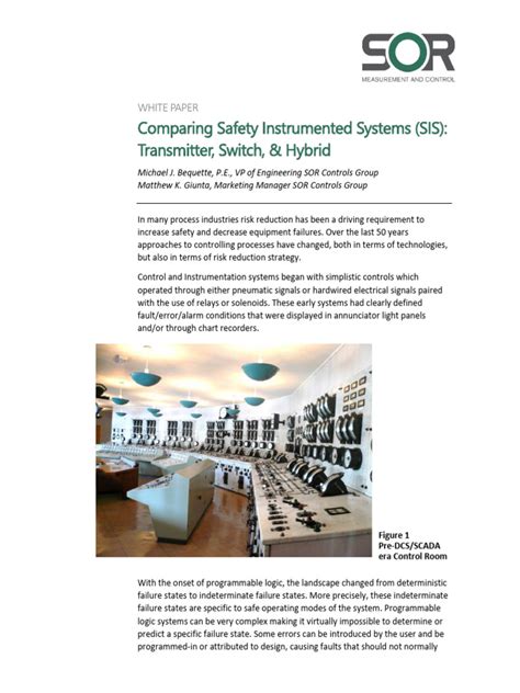 Comparing Safety Instrumented Systems Sis Transmitter Switch Hybrid Pdf Engineering Safety