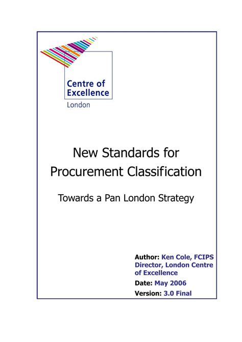 New Standards For Procurement Classification Sps Consultancy