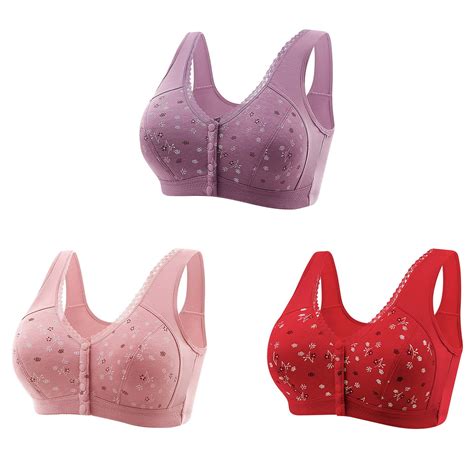 3pc Front Fastening Bras For The Elderly Women Plus Size Non Wired
