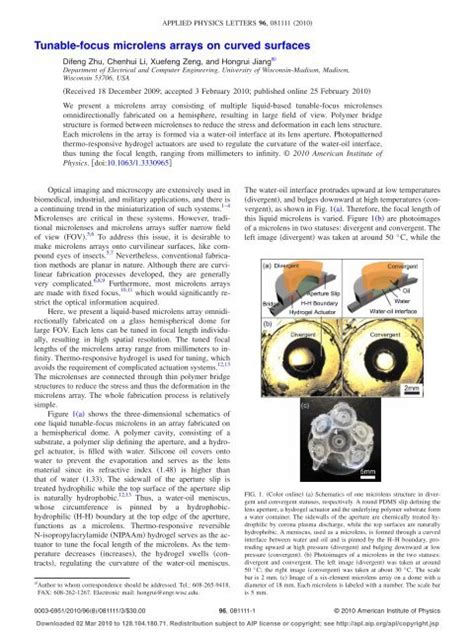 Tunable Focus Microlens Arrays On Curved Surfaces Micro Nano