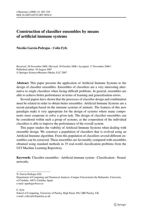 Pdf Construction Of Classifier Ensembles By Means Of Artificial
