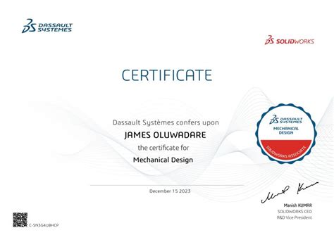 James Oluwadare On Linkedin Im Happy To Share That Ive Obtained A New Certification Solidworks