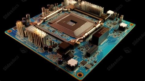 Cpu Board With Cpu And Graphics Card On The Surface Of A Black Powerpoint Background For Free