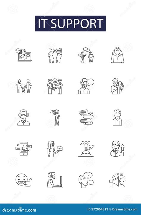 It Support Line Vector Icons And Signs Assistance Troubleshooting Technology Networks