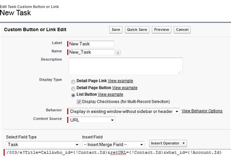 How To Create A Task From A Contact And Populate Account Field Using A Custom Link Automation