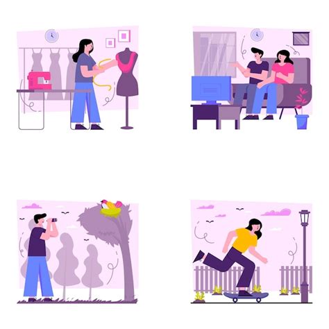 Pack De Aficiones E Intereses Ilustraciones Planas Vector Premium