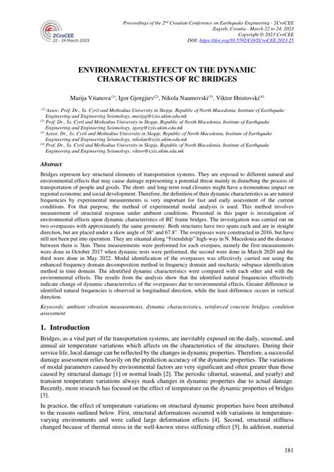 Pdf Environmental Effect On The Dynamic Characteristics Of Rc Bridges