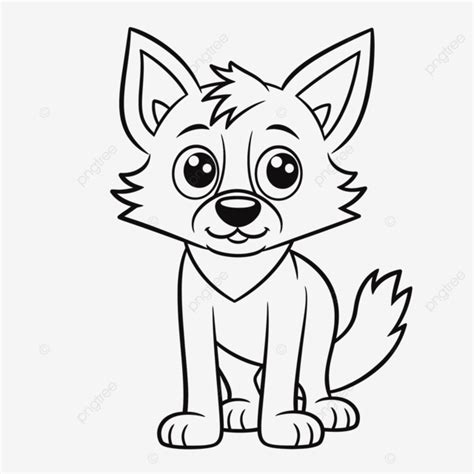 귀여운 늑대 색칠하기놀이 벡터 기본 간단한 귀여운 만화 늑대 만화 개요 흰색 배경에 고립 어린이 색칠 페이지 Png 일러스트 및 벡터 에 대한 무료 다운로드