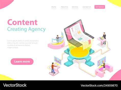 Flat Isometric Landing Pate Template Of Royalty Free Vector