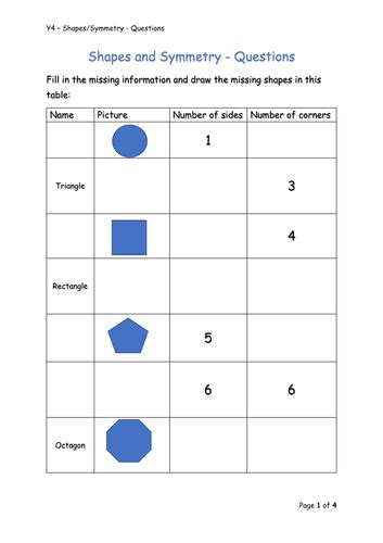 Y4 Maths Shapes And Symmetry Teaching Resources