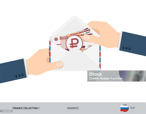 5000 러시아 루블 지폐 봉투에 들고 있습니다 플랫 스타일 현금으로 흰색 봉투를 열었습니다 급여 지급 또는 부패 개념 5천 루블 지폐에 대한 스톡 벡터 아트 및 기타