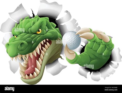 Crocodile Dinosaur Alligator Golf Sports Mascot Stock Vector Image