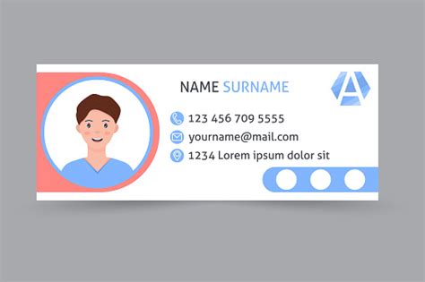 전자 메일 서명 템플릿 디자인입니다 회사 메일 비즈니스 이메일 서명 벡터 배너입니다 벡터 일러스트레이션 Html에 대한 스톡 벡터 아트 및 기타 이미지 Istock