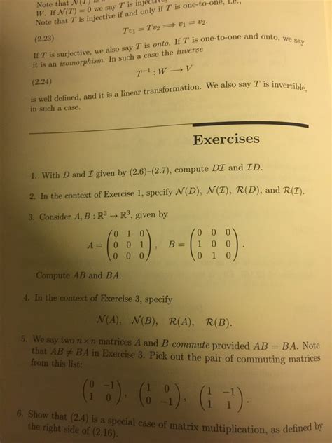 Solved Note That N2 Is W If Nt 0 We Say T Is Injective