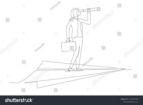 Continuous Line Drawing Businesswoman Flying On Stock Vector Royalty Free 2154735543