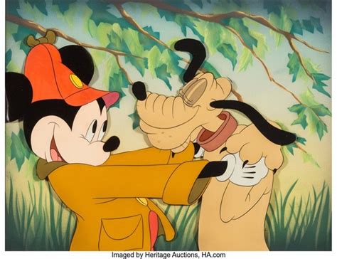 The Pointer Mickey Mouse And Pluto Production Cel Courvoisier Setup Walt Disney By Walt