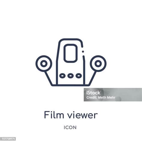 영화 개요 컬렉션에서 선형 필름 뷰어 아이콘입니다 얇은 라인 필름 뷰어 벡터 흰색 배경에 고립입니다 영화 뷰어 유행 그림 감독에 대한 스톡 벡터 아트 및 기타 이미지