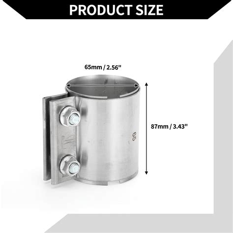 Motorcycle Muffler Stainless Steel Exhaust Pipe Clamp 165 Inch 87mm