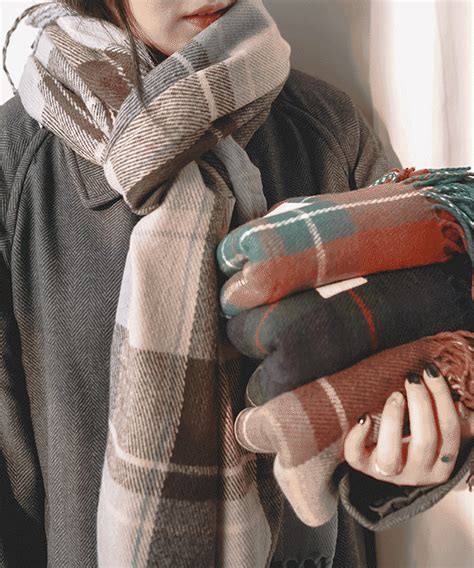 [프롬산타] 🚚당일발송 세트할인 부들믹스체크머플러 4color 목도리 체크 가을 겨울 에이블리