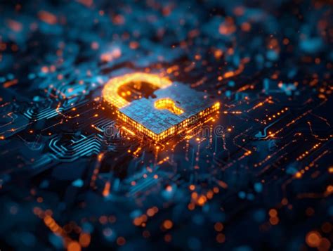 Glowing Padlock On Digital Circuit Background Cyber Security Concept