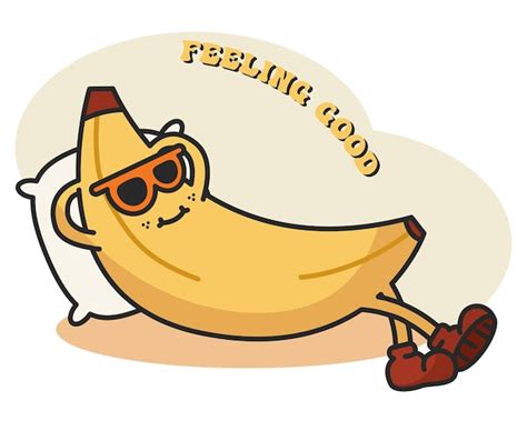 바나나 그루비 만화 과일 귀여운 카와이 터 프리미엄 벡터