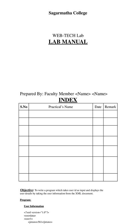 Web Technology Lab Lab Report On Web Tech Sagarmatha College Web Tech Lab Lab Manual