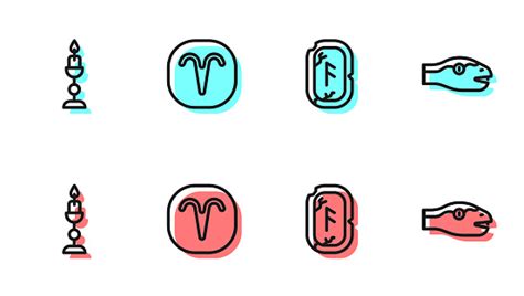 세트 라인 매직 룬 불타는 촛불 양자리 조디악 및 뱀 아이콘 벡터 고대의에 대한 스톡 벡터 아트 및 기타 이미지 고대의 공휴일 독사류 Istock