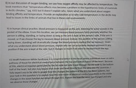 8 In Our Discussion Of Oxygen Binding We Saw How Chegg Com