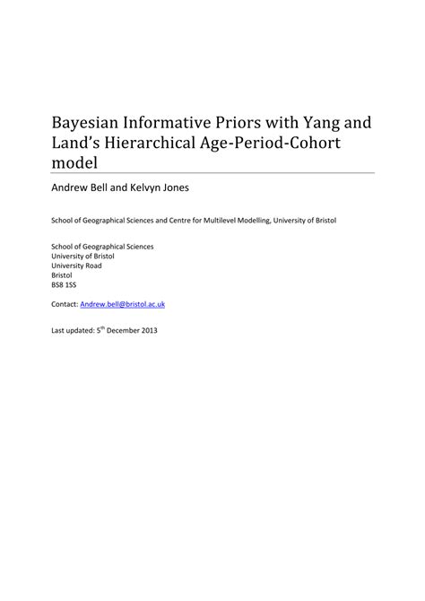 Pdf Bayesian Informative Priors With Yang And Lands Hierarchical Age