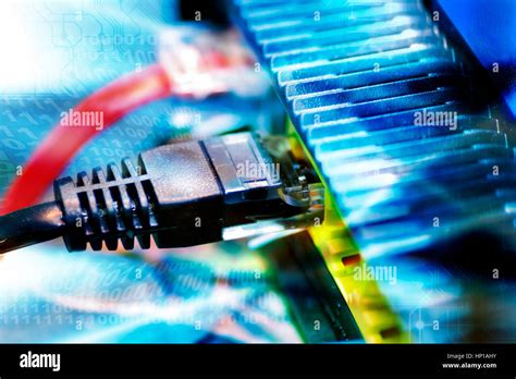 An Ethernet Cable Connected To A Modem Port For Internet Connection Stock Photo Alamy