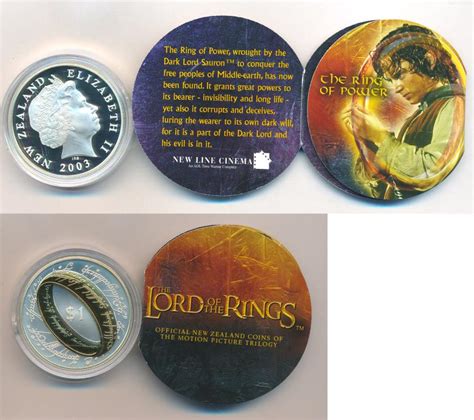 1 доллар Новая Зеландия Властелин Колец Кольцо всевластия В коробке с сертификатом 2003