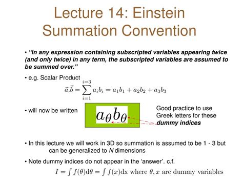 Ppt Lecture 14 Einstein Summation Convention Powerpoint Presentation