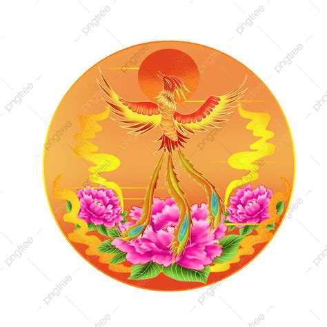 鳳凰牡丹中國花鳥鳳凰牡丹花 鳳凰 牡丹 牡丹花素材圖案，psd和png圖片免費下載