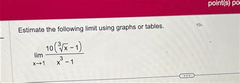Solved Estimate The Following Limit Using Graphs Or