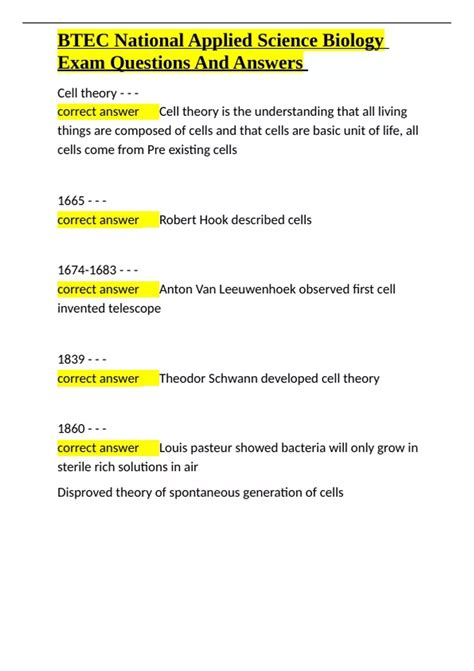 Btec National Applied Science Biology Exam Questions And Answers Docx Btec Stuvia Us