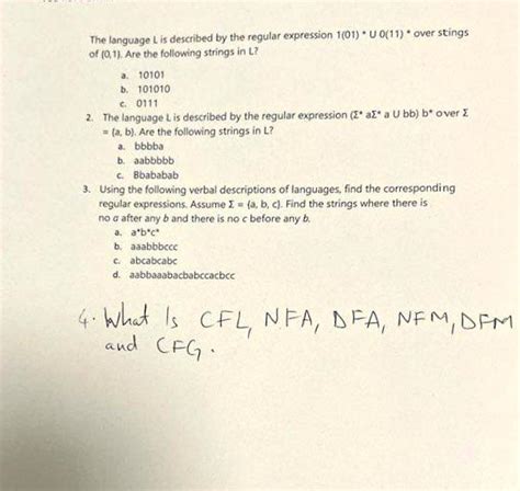 Solved The Language L Is Described By The Regular Expression Chegg