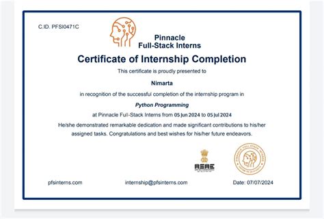 Nimarta Kumari On Linkedin Virtualinternship Pfsinterns Certificate Pythonprogramming