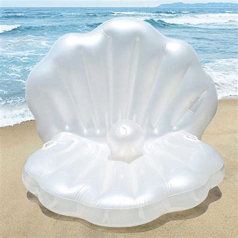 1pc Inflatable Shell Shaped Floating Bed Water Swimming Pool Float Water Party Lounger Summer
