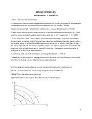 Problem Set Answers Merged Pdf ECN SPRING PROBLEM SET ANSWERS Lecture