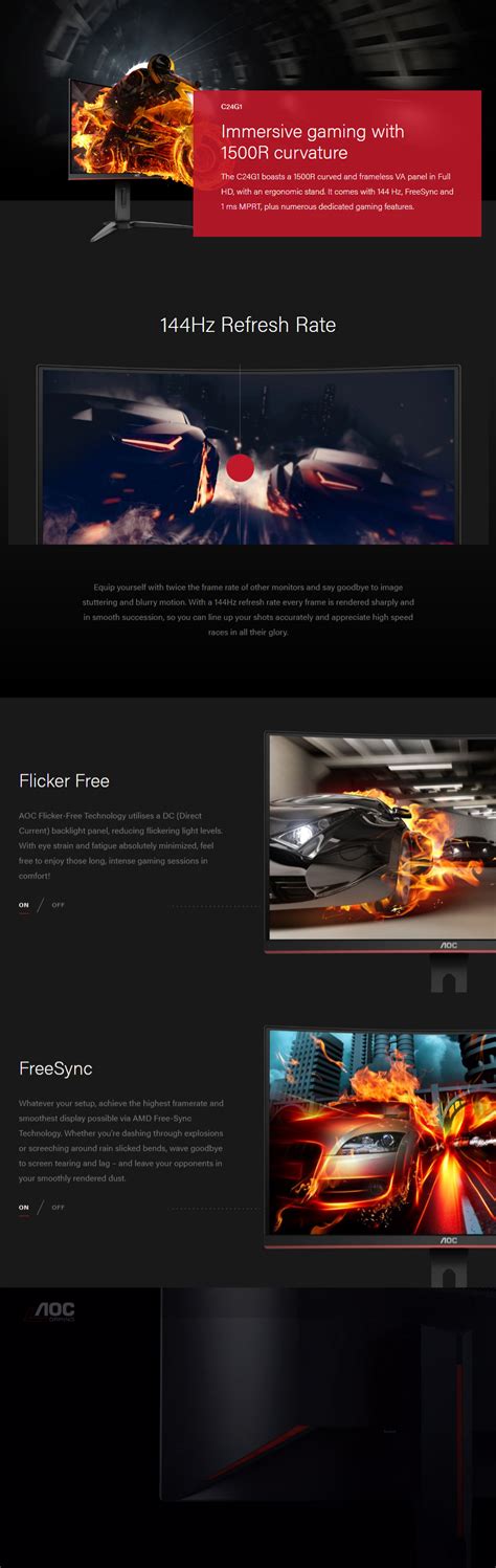 Buy Aoc C24g1 Fhd 144hz Freesync Curved 23 6in Monitor [c24g1] Pc Case Gear Australia