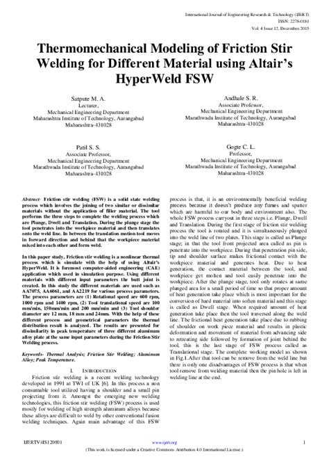 Pdf Thermal Model Of Rotary Friction Welding For Similar And Dissimilar Metals Shahid Butt