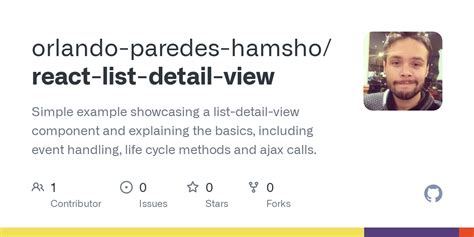GitHub Orlando Paredes Hamsho React List Detail View Simple Example