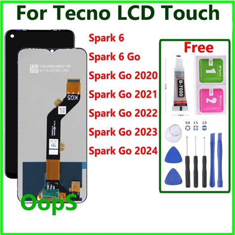 For Tecno Spark 6 Go Spark Go 2020 2021 2022 2023 2024 LCD Display Touch Screen Digitizer