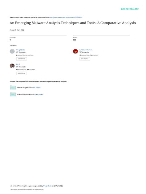 an emerging malware analysis techniques and tools a comparative