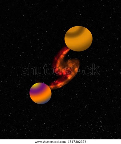 3d Illustration Binary Planetary System Red Stock Illustration
