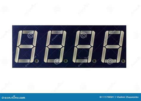 Bar Of Seven Segment Led Indicators Isolated On White Background Stock