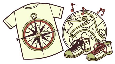 Compass And Sneakers Shirt Adventure Gear Travel Apparel And Exploration Style Vector Design